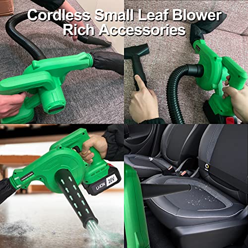 Tegatok Cordless Leaf Blower and Vacuum Cleaner, 2-in-1 Leaf Blower Cordless with Battery and Charger, Lightweight Multifunctional Mini Leaf Blower Kit, Electric Leaf Blowers for Lawn Care, Dust