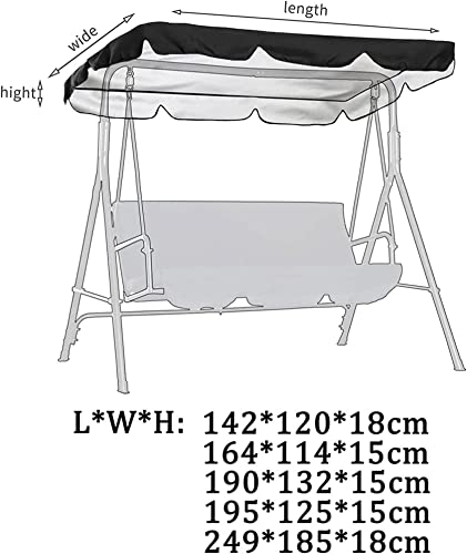 Outdoor Swing Canopy Replacement,Anti-UV/Waterproof Patio Chair Top Cover for Swing,Replacement Canopy Cover for 2/3-Seater-Swing Chair(Top Cover Only)