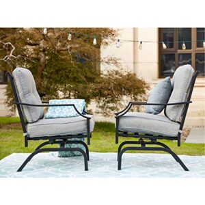 Patio Festival Rocking Patio Chairs Outdoor Metal Furniture Motion Spring Patio Chair Black Metal Dining Bistro Set with Padded Cushion for Porch Garden Balcony