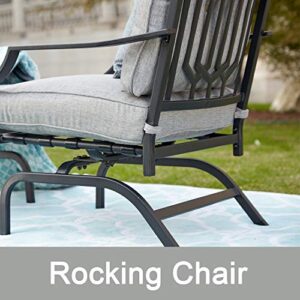 Patio Festival Rocking Patio Chairs Outdoor Metal Furniture Motion Spring Patio Chair Black Metal Dining Bistro Set with Padded Cushion for Porch Garden Balcony