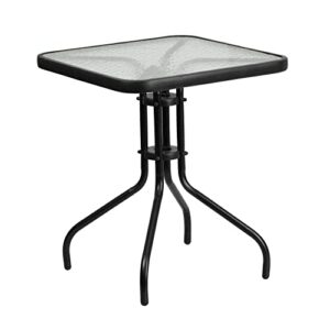 flash furniture 23.5” square tempered glass metal table