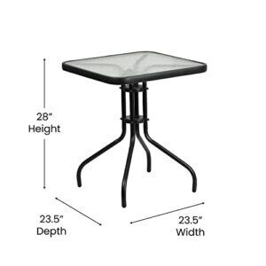 Flash Furniture 23.5'' Square Tempered Glass Metal Table