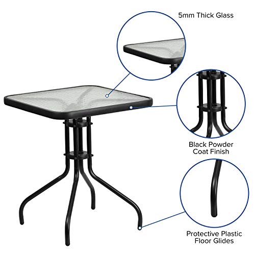 Flash Furniture 23.5'' Square Tempered Glass Metal Table