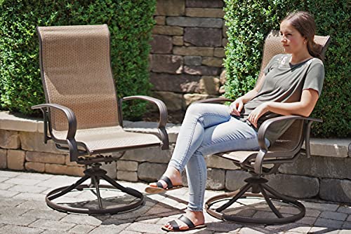 Patio Master Bellevue Sling Rocker Outdoor Aluminum Brown Chairs (Pack of 2)