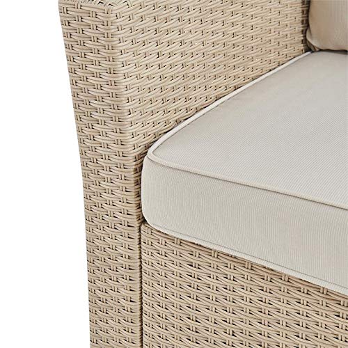 Alaterre Furniture Canaan All-Weather Wicker Outdoor Sofa with Tufted Seat-Back Cushions and Weather-Resistant Cushions, Rust-Proof Powder Coated Aluminum Frame, Cream, Outdoor Furniture, Patio Set