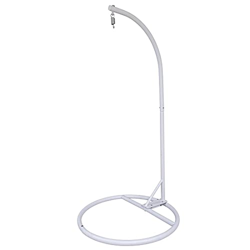 Round Base Heavy Duty Hanging Stand - Powder Coated Hammock Stand for Hammock Chair, Indoor and Outdoor (White)