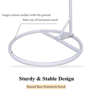 Round Base Heavy Duty Hanging Stand - Powder Coated Hammock Stand for Hammock Chair, Indoor and Outdoor (White)