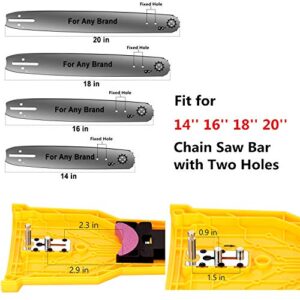 Chainsaw Sharpener Universal Chain Saw Blade Sharpener Fast Sharpening Stone Grinder Tools Bar Mounted Chainsaw Teeth Sharpener Fit for 14 16 18 20 Inches Two Holes Chain Saw Bar with total 4 Whetston