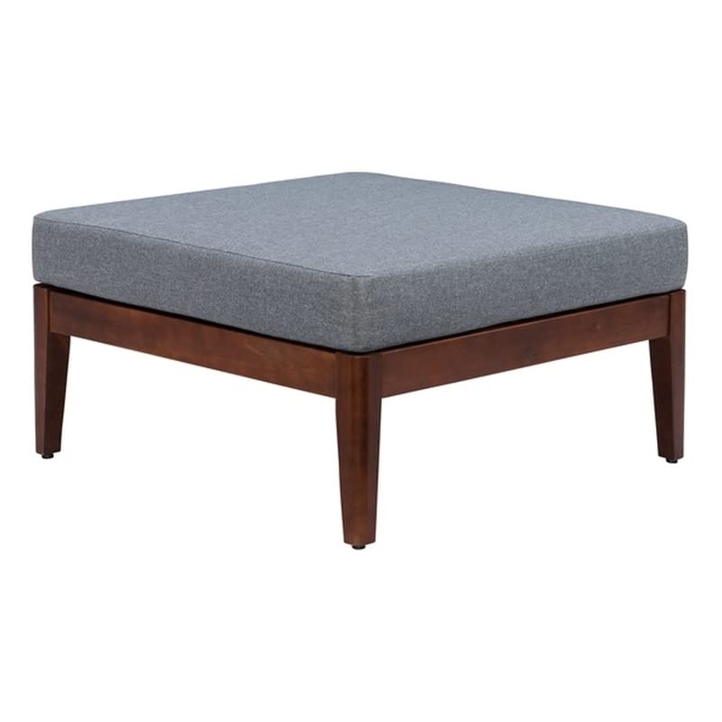 Linon Morningside Wood Indoor/Outdoor Ottoman in Walnut