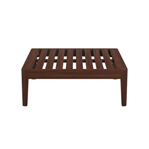 Linon Morningside Wood Indoor/Outdoor Ottoman in Walnut