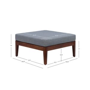 Linon Morningside Wood Indoor/Outdoor Ottoman in Walnut