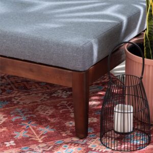 Linon Morningside Wood Indoor/Outdoor Ottoman in Walnut