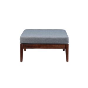 Linon Morningside Wood Indoor/Outdoor Ottoman in Walnut