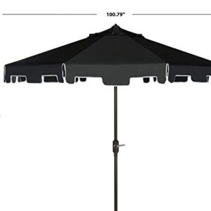 Safavieh Outdoor Collection Zimmerman Crank Market Black and White 9-inch Umbrella