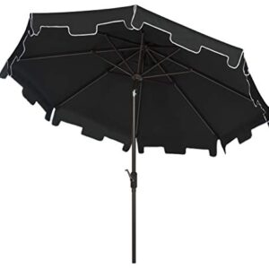 Safavieh Outdoor Collection Zimmerman Crank Market Black and White 9-inch Umbrella