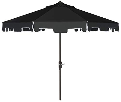 Safavieh Outdoor Collection Zimmerman Crank Market Black and White 9-inch Umbrella