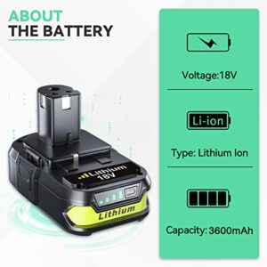 VINIDA 2Packs 3.0Ah P190 18Volt Lithium Replacement Battery for Ryobi 18V Battery P102 P103 P104 P105 P107 P108 P109 P106 Compatible with Ryobi 18V ONE Plus Cordless Tools