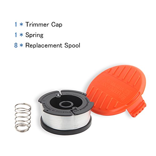 Hechuang 9 Pack Weed Eater Spool Spool Replacement for Black+Decker AF-100 String Trimmers,30ft 0.065" Line String Trimmer Replacement Spool, (8 Replacement Spool, 1 Trimmer Cap, 1 Pack Spring)