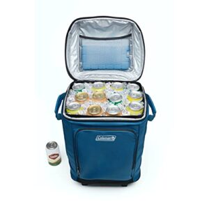 Coleman Chiller Series Insulated Portable Wheeled Soft Cooler, Leak-Proof 42 Can Capacity Cooler with Heavy Duty Wheels and Handle and Ice Retention