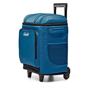 Coleman Chiller Series Insulated Portable Wheeled Soft Cooler, Leak-Proof 42 Can Capacity Cooler with Heavy Duty Wheels and Handle and Ice Retention