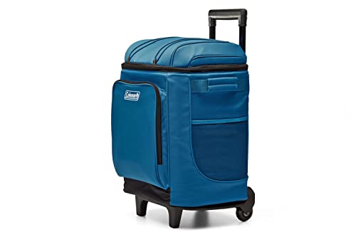 Coleman Chiller Series Insulated Portable Wheeled Soft Cooler, Leak-Proof 42 Can Capacity Cooler with Heavy Duty Wheels and Handle and Ice Retention