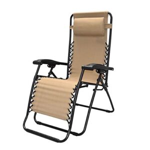 Caravan Canopy Infinity Zero Gravity Steel Frame Patio Deck Chair, Beige (Pair)