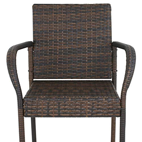 ZENY Set of 4 Wicker Barstool All Weather Dining Chairs Outdoor Patio Furniture Wicker Chairs Bar Stool with Armrest