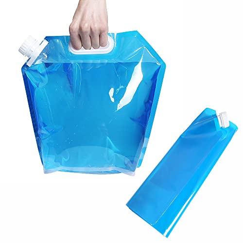 Aesackir 2 Pack Collapsible Emergency Water Jug Container Bag,2.6 Gallon/10L Water Tank Container,BPA Free Plastic Water Carrier Tank,Outdoor Folding Water Bag for Hiking,Camping,Picnic Etc(Blue)