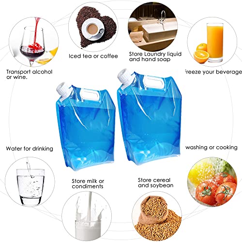 Aesackir 2 Pack Collapsible Emergency Water Jug Container Bag,2.6 Gallon/10L Water Tank Container,BPA Free Plastic Water Carrier Tank,Outdoor Folding Water Bag for Hiking,Camping,Picnic Etc(Blue)