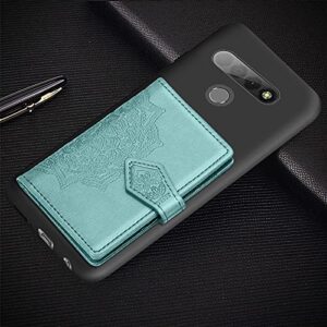 Ostop Wallet Case Compatible with TCL 10 5G UW(Verizon) Cover Vintage Business Purse with Card Slots,Premium PU Leather Embossed Mandala Flip Shell with Magnetic Clasp and Stand,Green