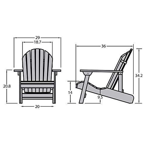 highwood AD-KITCHL5-NBE Hamilton Folding & Reclining Adirondack Chair with Ottoman and Cup Holder, Nantucket Blue