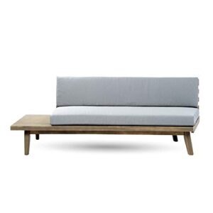 christopher knight home eulah indoor minimalist acacia wood left-sided sofa with grey cushions, grey finish / grey