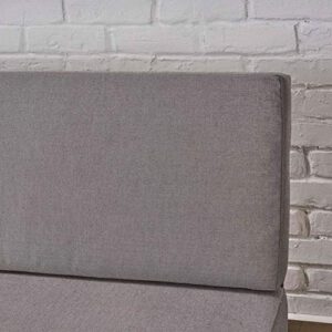 Christopher Knight Home Eulah Indoor Minimalist Acacia Wood Left-Sided Sofa with Grey Cushions, Grey Finish / Grey