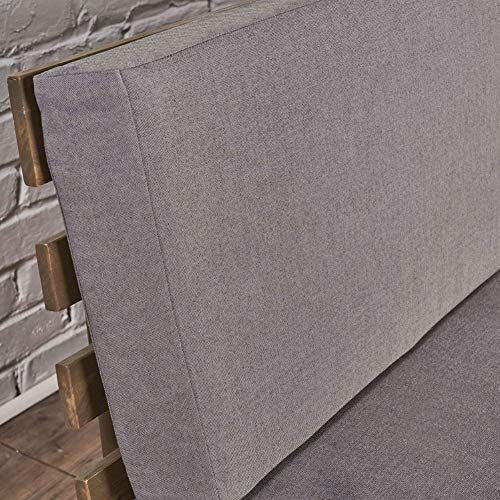 Christopher Knight Home Eulah Indoor Minimalist Acacia Wood Left-Sided Sofa with Grey Cushions, Grey Finish / Grey