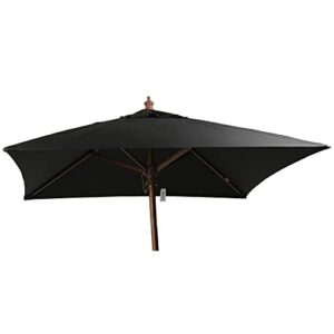 Germisept Marrin Black 7.5ft Patio Umbrella with Hand Crank and Wood Pole Base - Made from Recycled Water Bottles