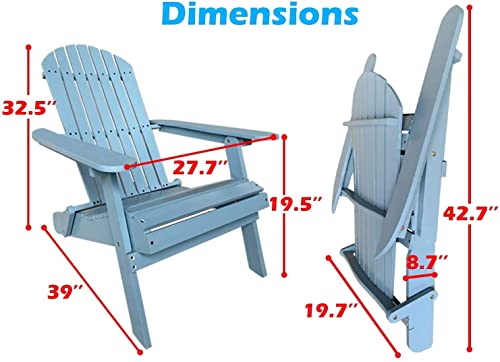 Folding Adirondack Chair Outdoor Patio Chairs with Arms Lounger Chair for Garden Porch Deck Backyard Fire Pit Solid Wooden Weather Resistant Lawn Chairs Wooden Accent Furniture Outdoor Seating