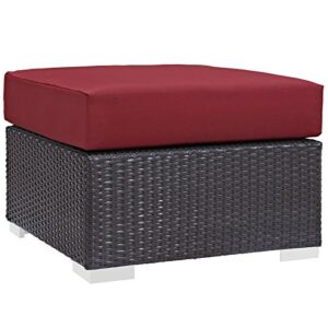 modway eei-1911-exp-red convene patio fabric square ottoman outdoor furniture, espresso red