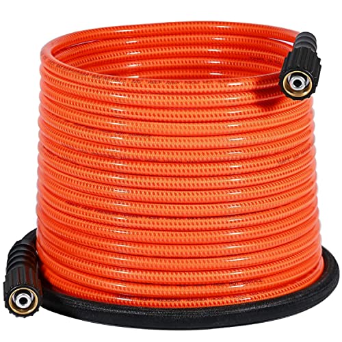 YAMATIC Durable Flexible Pressure Washer Hose, 1/4" X 50 FT, Kink Resistant Power Washer Hose, Fit Most Brand Pressure Washer Replacement Hose, 3200 PSI, Orange