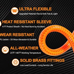 YAMATIC Durable Flexible Pressure Washer Hose, 1/4" X 50 FT, Kink Resistant Power Washer Hose, Fit Most Brand Pressure Washer Replacement Hose, 3200 PSI, Orange