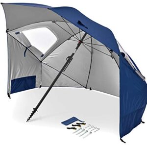 Sport-Brella Premiere UPF 50+ Umbrella Shelter for Sun and Rain Protection (8-Foot, Blue)