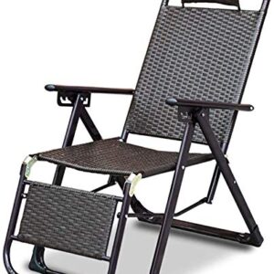 XZGDEN Lightweight Folding Deck Chair Rattan Chair Folding Sun Lounger Outdoor Leisure Home Beach Chair 178x47x26cm Sun Lounger Garden Chairs (Color : As Shown, Size : 178x47x26cm)