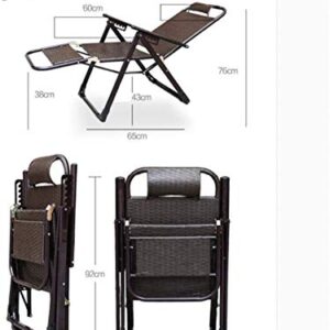 XZGDEN Lightweight Folding Deck Chair Rattan Chair Folding Sun Lounger Outdoor Leisure Home Beach Chair 178x47x26cm Sun Lounger Garden Chairs (Color : As Shown, Size : 178x47x26cm)