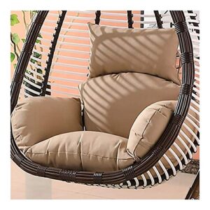 waterproof hanging basket seat cushion, hanging egg rattan chair wicker hammock pad swing chair cushion, balcony patio garden back cushion-without stand 916 (color : khaki, size : 65x56x42cm)