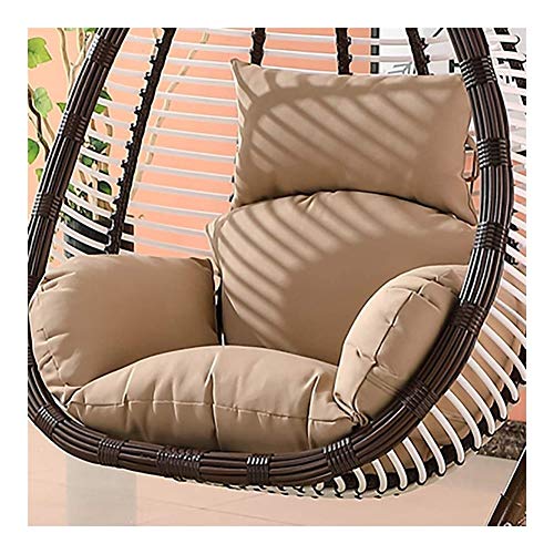 Waterproof Hanging Basket Seat Cushion, Hanging Egg Rattan Chair Wicker Hammock Pad Swing Chair Cushion, Balcony Patio Garden Back Cushion-Without Stand 916 (Color : Khaki, Size : 65x56x42cm)