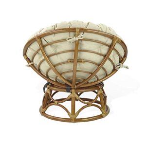 Kids Papasan Wicker Rattan Chair Natural Handmade with Cream Cushion, Colonial Color