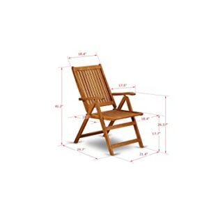 East West Furniture BCNC5NA Outdoor Folding arm Chair, Natural Oil