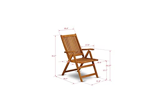 East West Furniture BCNC5NA Outdoor Folding arm Chair, Natural Oil