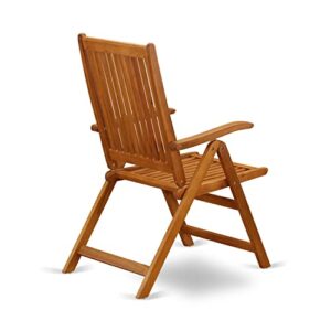 East West Furniture BCNC5NA Outdoor Folding arm Chair, Natural Oil