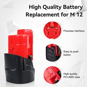 2 Pack 3.5Ah M-12 Battery Replacement for Milwaukee M 12 Battery & Charger Combo Compatible with Milwaukee 12V Battery 12 Volt Cordless Tools, 48-11-2440 48-11-2402 48-11-2440 48-11-2410 48-11-2411