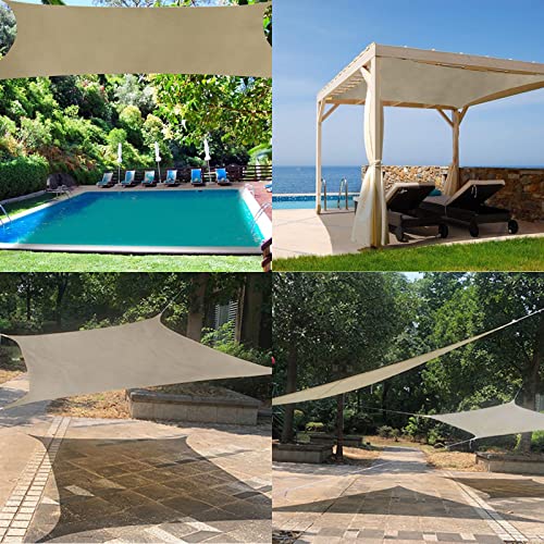 11.5 x 8.2 Ft Waterproof Sun Shade Sails Canopy 300D Oxford Rectangle Shade Sail 90% UV Block for Outdoor Activities Carport Deck Backyard, Light Brown